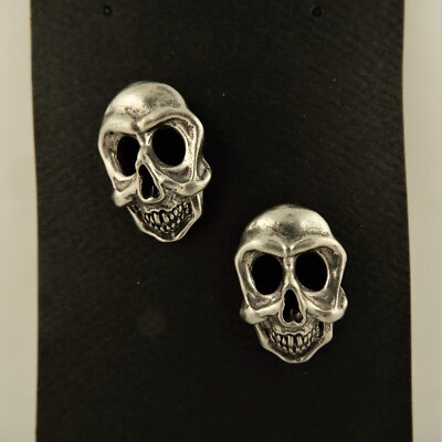 Pewter Skull, Day of the Dead Stud earrings, Halloween | eBay