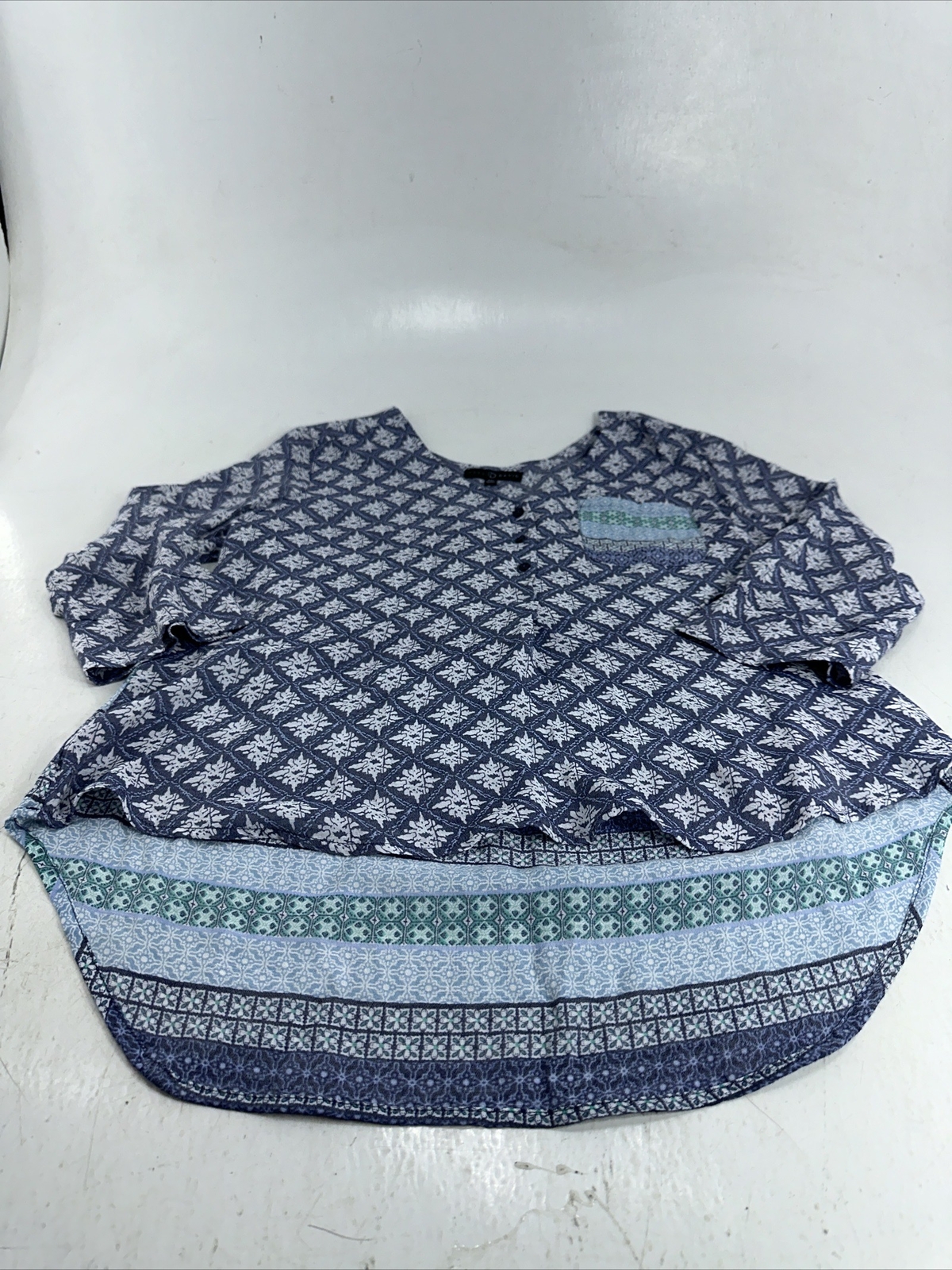 Womens Fred David Peasant Blouse 3/4 Sleeve Boho Size… - Gem