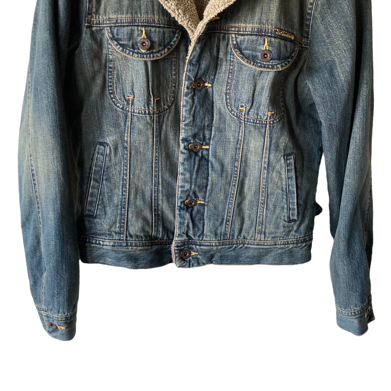 Vintage Lucky Brand Denim Sherpa Lined Jacket | eBay