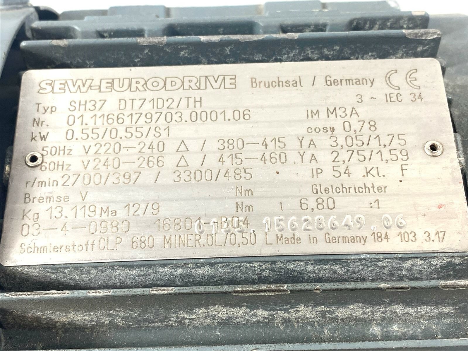 SEW 0,55 KW 397 min Getriebemotor KH37/T DRS71M4/TH Gearbox | eBay