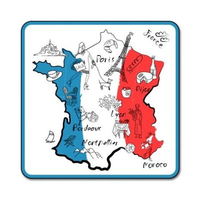 French Map Tourism Cities Love France Car Vinyl Sticker - SELECT SIZE ...