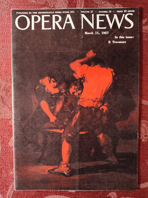 Rare METROPOLITAN OPERA NEWS Magazine March 11 1957 Il Trovatore Max ...