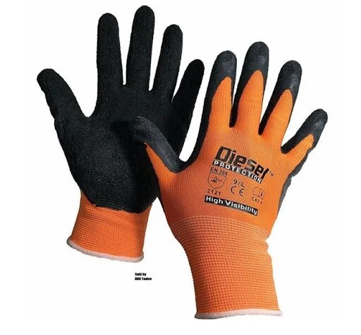 6 PAIRS OF ORANGE Hi-VIS SAFETY WORK GLOVES DIESEL HV5000 | eBay
