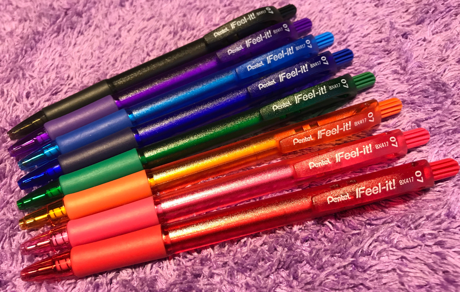 8x Pentel Ifeel-it Pen Bx417 0.7mm Needle Tip Ball Point Clicker Cheap ...