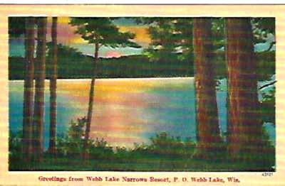 Webb Lake WI Sunset Greetings from Webb Lake Narrows Resort | eBay