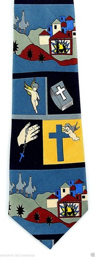 Nativity Scenes Men's Necktie Religious Baby Jesus Birth Gift Blue Neck ...