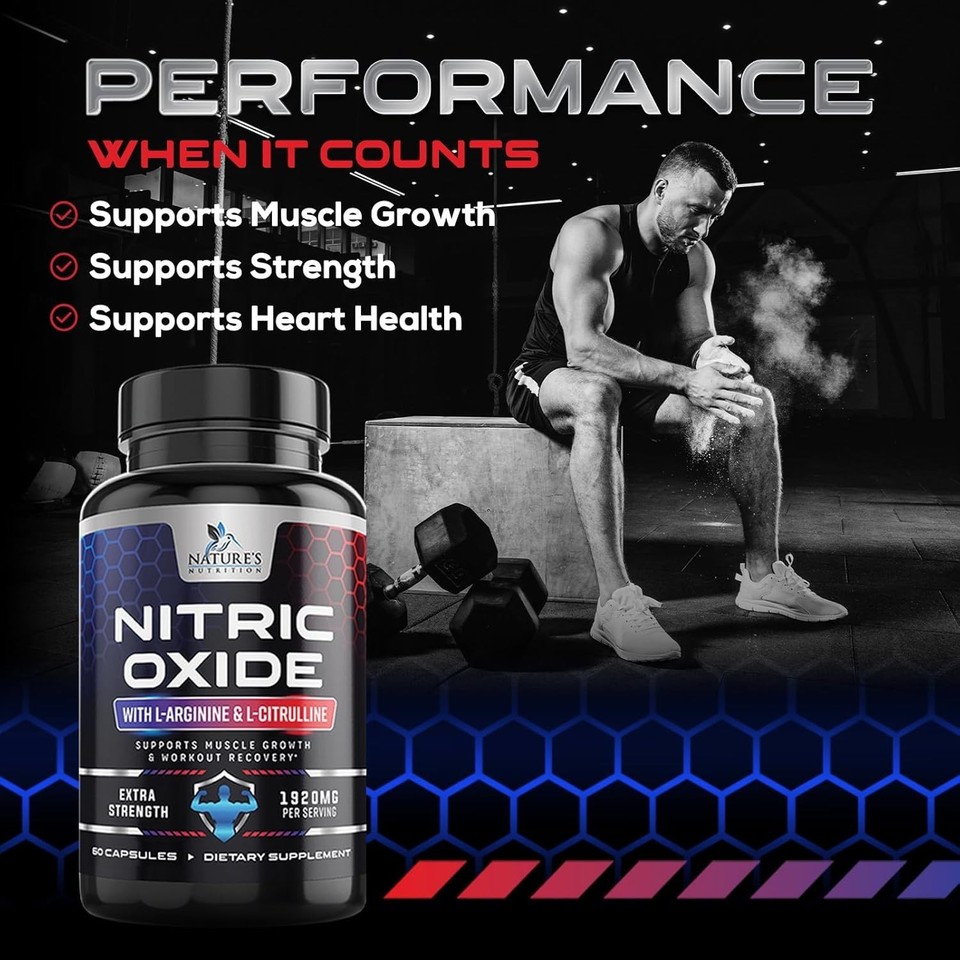 Nitric Oxide Booster Extra Strength, L Arginine 3X Strength Nitric ...
