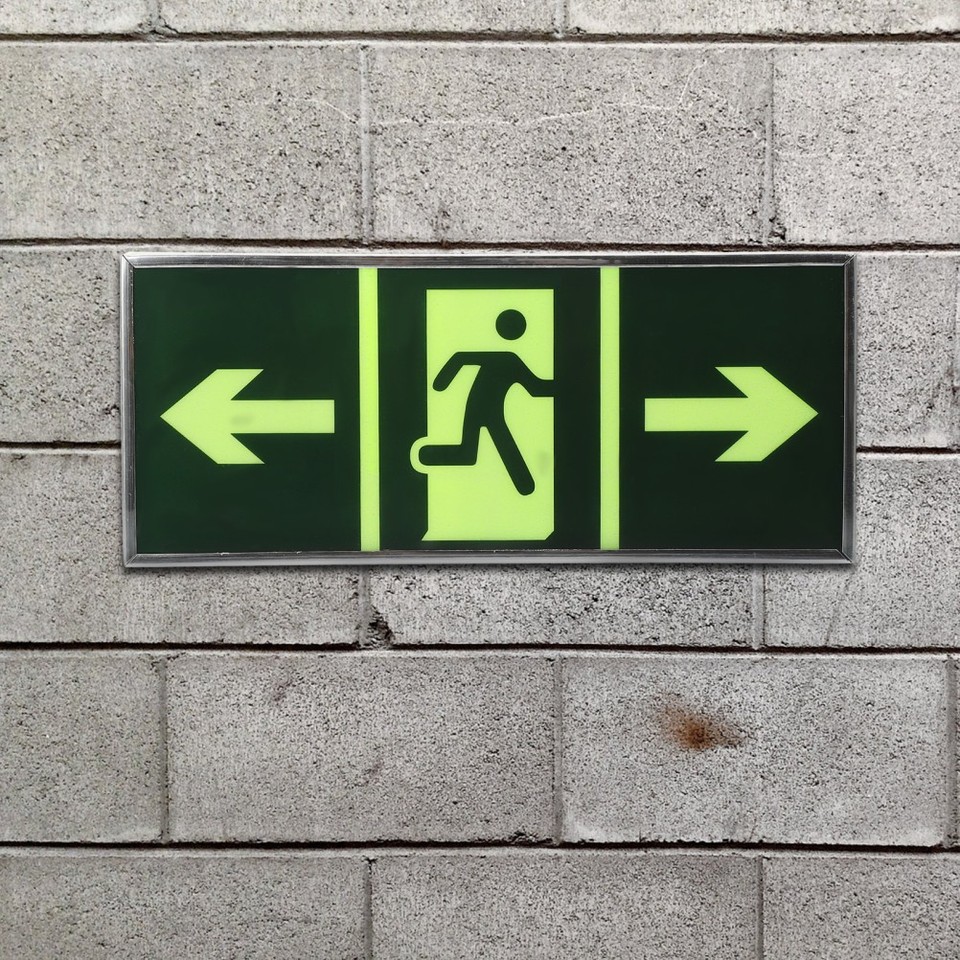 2pcs Glowing Direction Indicator Sticker Sign Adhesive Acrylic EXIT ...