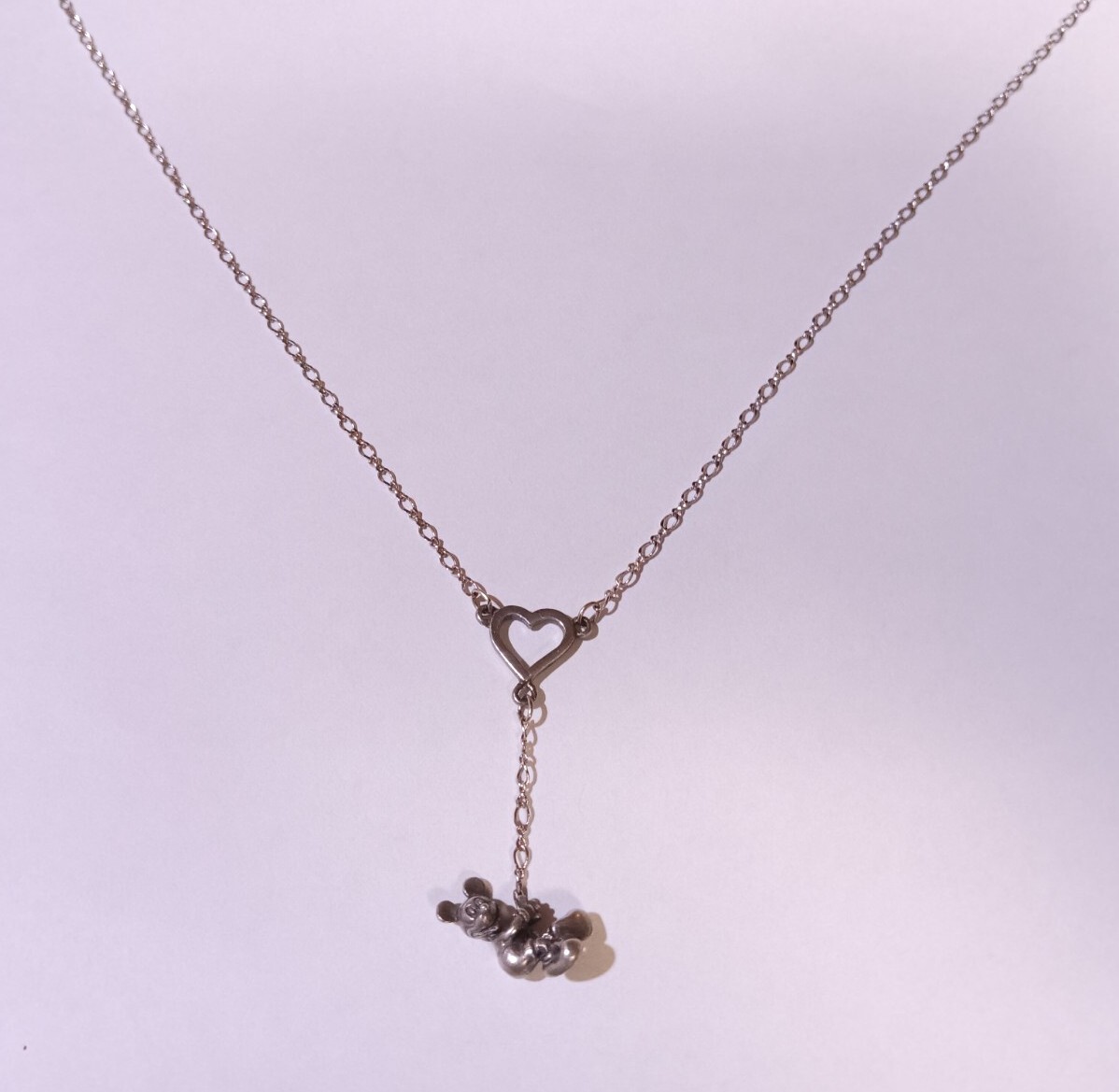 Elegant Hanging Mickey Mouse & Heart Silver-tone Y Ne… - Gem