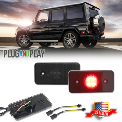 Direct Fit 2002-2014 Benz G500 G-Class Smoked Rear Side Marker Red LED ...