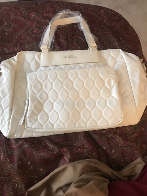 Bella Russo Cream White Quilted Weekender Duffle Bag Handbag | eBay