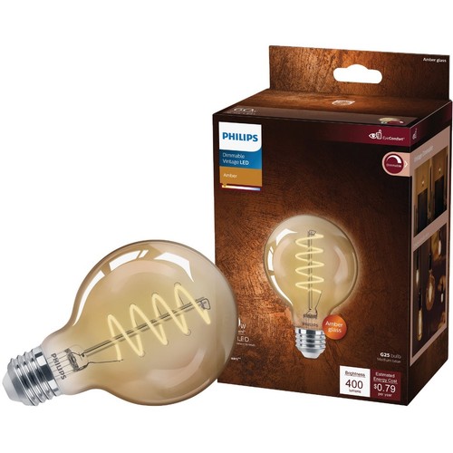 Philips Vintage 60W Equivalent Amber G25 Medium LED Decorative Light ...