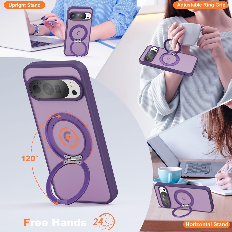UGENINO Pixel 10/10 Pro Magnetic Ring Stand Case Shockproof Translucent ...