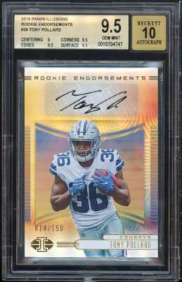 Tony Pollard Rookie Card 2019 Panini Illusions Rookie Endorsements #39 ...