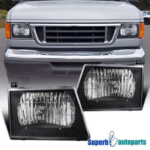 Fits 1992-2006 Ford E150 E250 E350 E450 Econoline Van Headlights Lamps ...