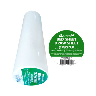 Liv Eco Disposable Draw Sheet Bed 60cmx100m Linen Feel Waterproof 50 ...