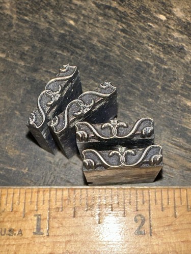 Print Blocks “ 4 Ornamental Borders “ Beautiful Lines! Lead Blocks | eBay