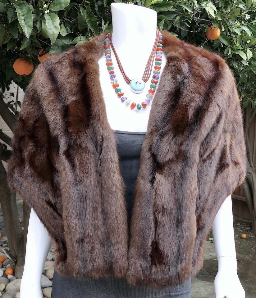 Luxury Real Kolinsky Fur Stole Wrap Shrug Shaw Formal Wedding Bridal ...