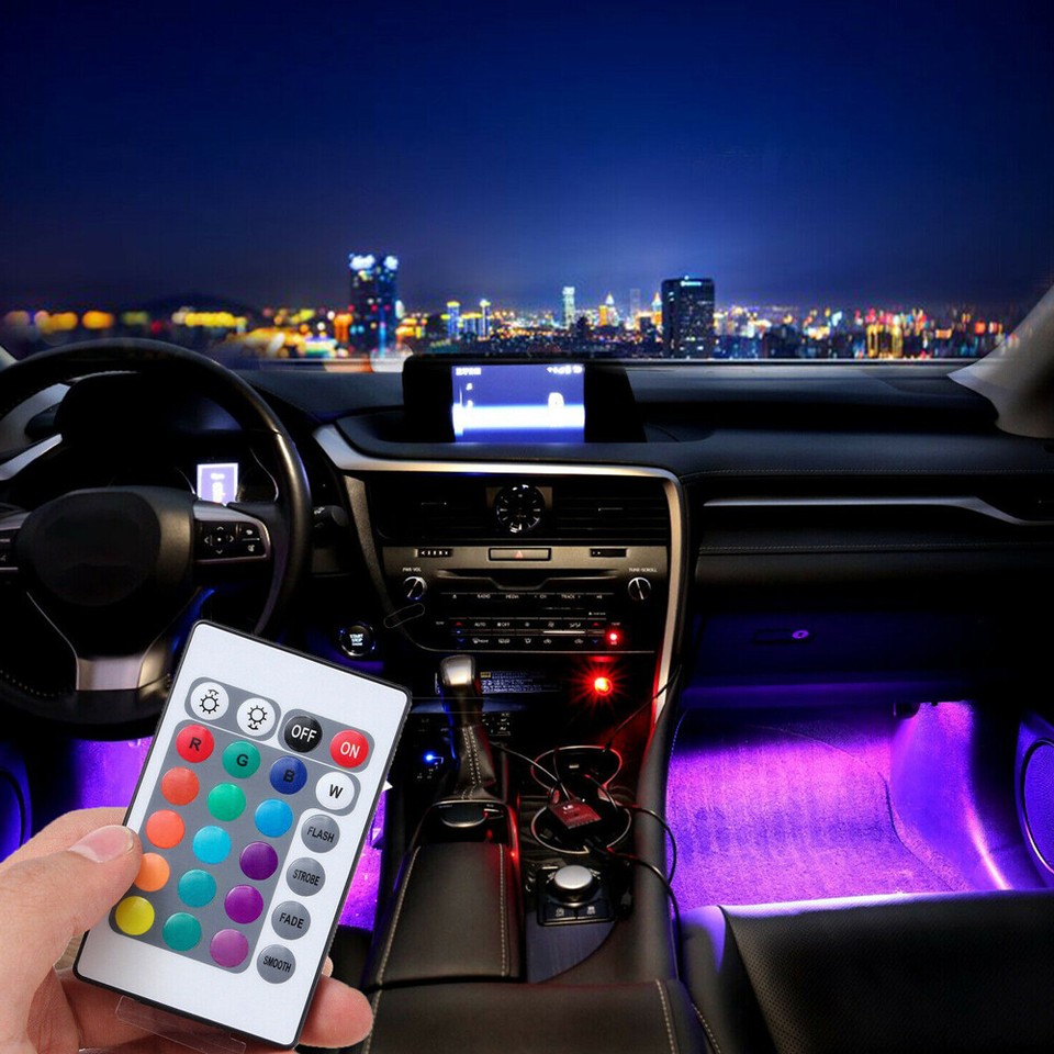 LED RGB Car Interior Light Neon Atmosphere Ambient Bright Lamp Kit ...