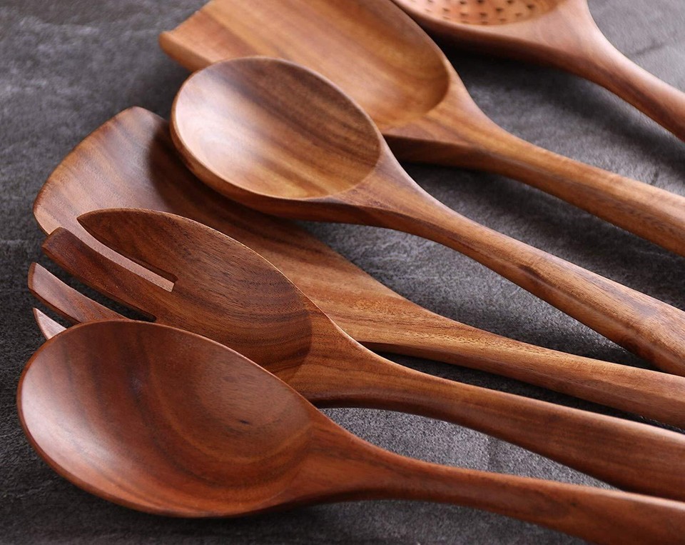 Wooden Serving and Cooking Spoons Wood Brown Spoons Kitchen Utensil ...
