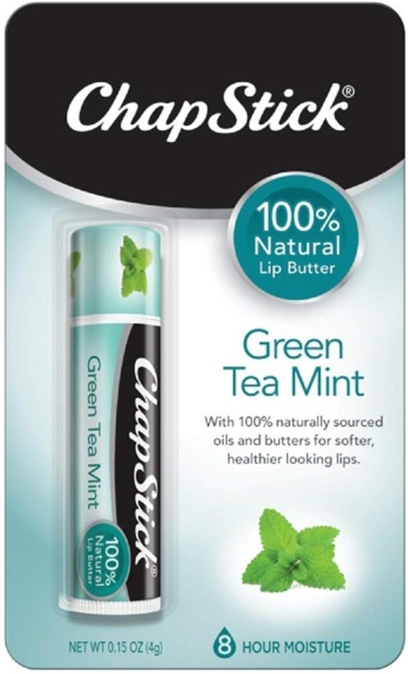 New ChapStick Green Tea Mint 100 Percent Natural Ingredients Lip Butter ...