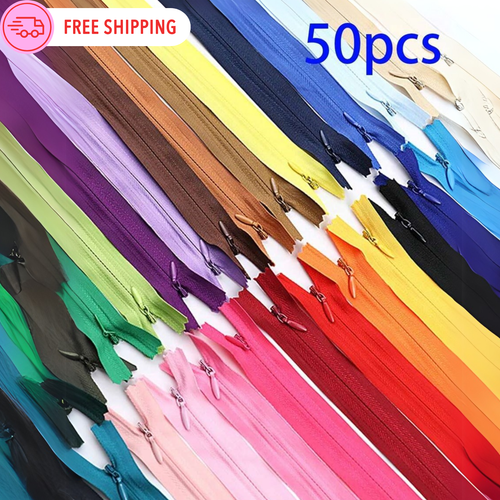 50PCS Nylon Invisible Zippers Random Color Sewing Craft Zip With Cloth ...