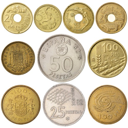 10 Spain Coins | Spanish Currency Collection | 1 - 100 Pesetas | 1966 ...