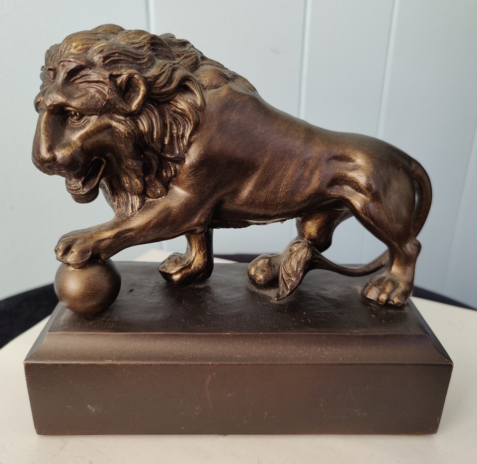 Pair Bronze Lion with Orb Bookends ~ Antoine-Louis Barye? | eBay