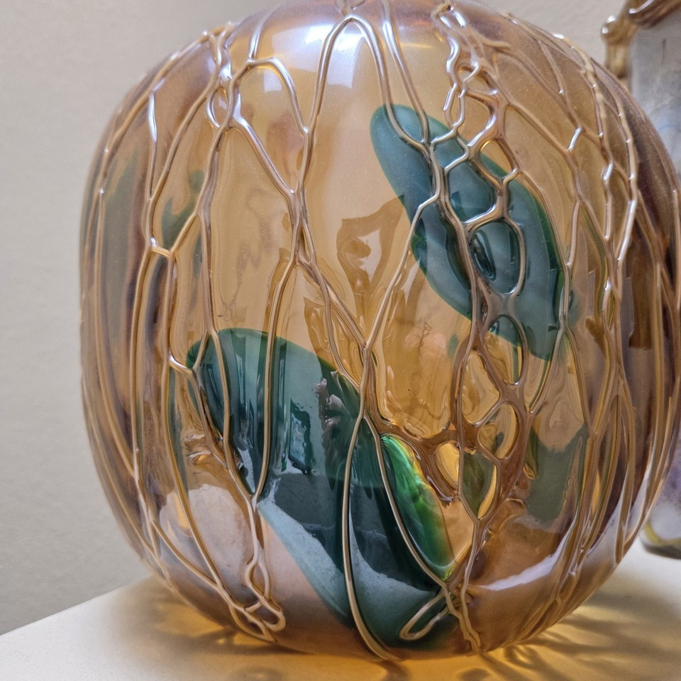 Vintage Vibrant Hand Blown Murano Spaghetti Swirl Art Glass Vase Italy ...