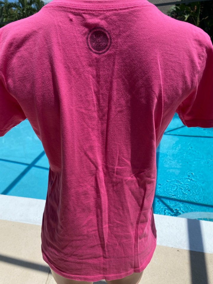 LIFE IS GOOD Pink Heart Womens T-shirt Top size S Small | eBay