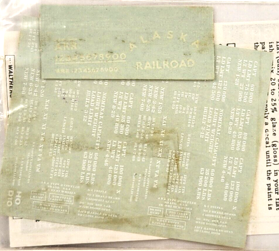 Walthers HO Scale Decals #934-11910 Alaska Railroad Auto or Box Car ...