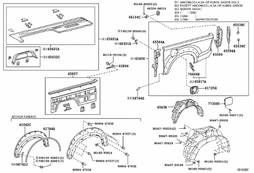 Toyota Genuine OEM Liner, rear wheel house, lh HILUX GGN15,25,35 ...