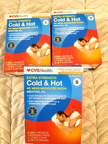 CVS 3 PACK Extra Strength Cold & Hot Patch Size Small 15 Patches NEW ...
