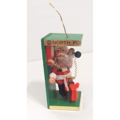 Vintage Santa Claus Telephone Booth Ornament Wooden North Pole Kurt S ...