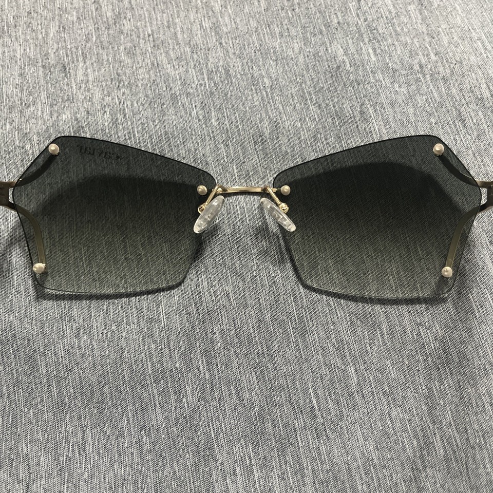 Caviar Rimless Sunglasses Swarovski Crystals Gold Frameless Eyewear | eBay
