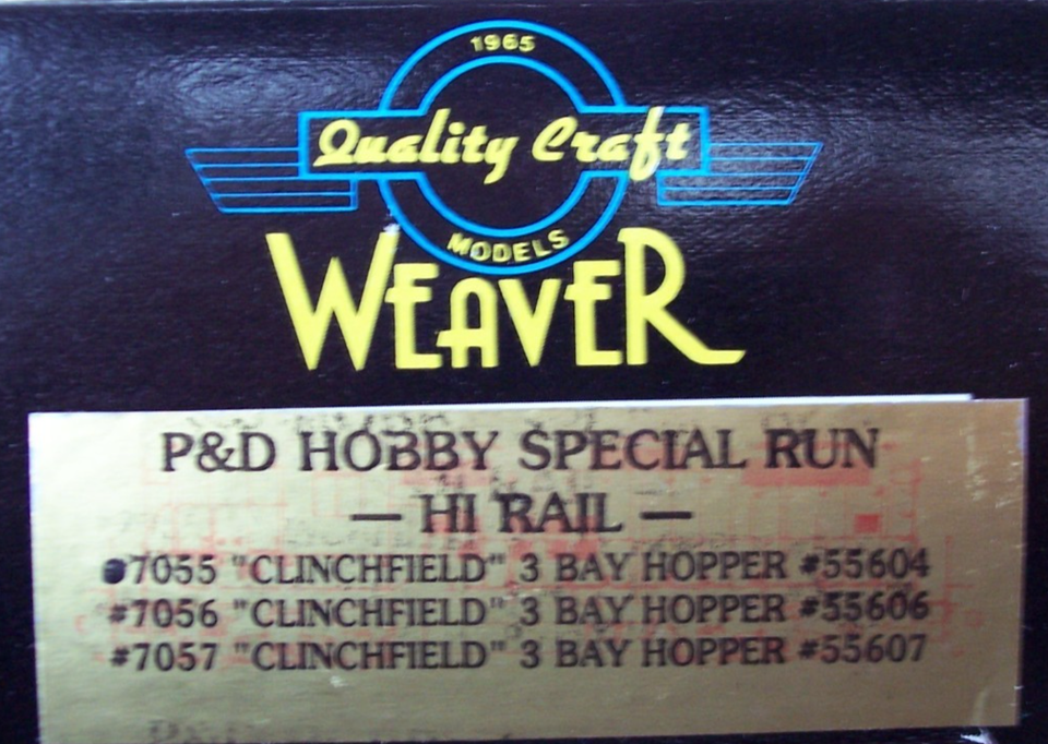 WEAVER O SCALE ULTRA LINE CRR CLINCHFIELD 3 BAY HOPPER 3 RAIL NOS | eBay