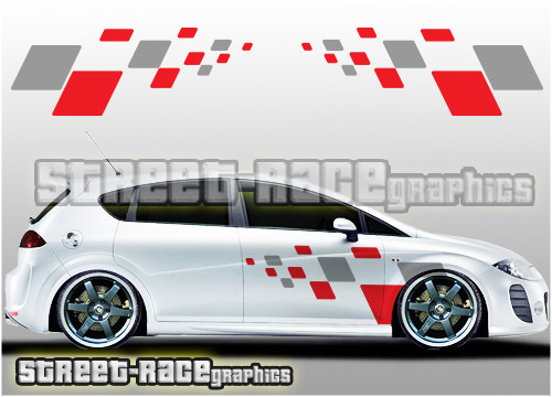 Seat side 015 squares graphics stickers decals Leon Ibiza Cupra FR ...