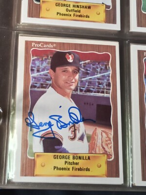 1990 ProCards George Bonilla IP Signed Auto Phoenix Firebirds Giants #2 ...