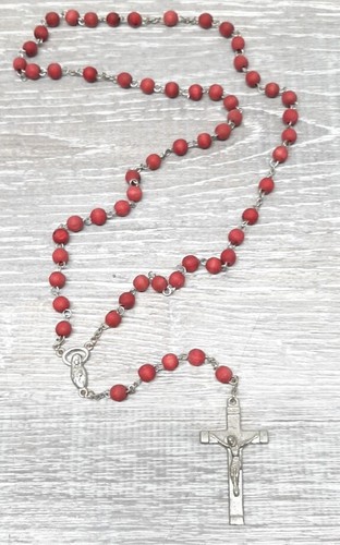 Vintage Autom Rosary Red Beads Unique Wood Resin Light Weight | eBay