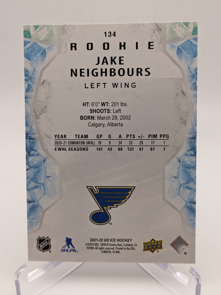 💥 2021-22 UD Ice Base Rookie #134 - Jake Neighbours; St. Louis Blues | eBay