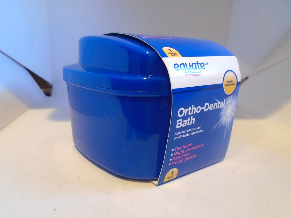 Denture Bath Storage Retainer Box Mouth Guard Ortho Dental Container w ...