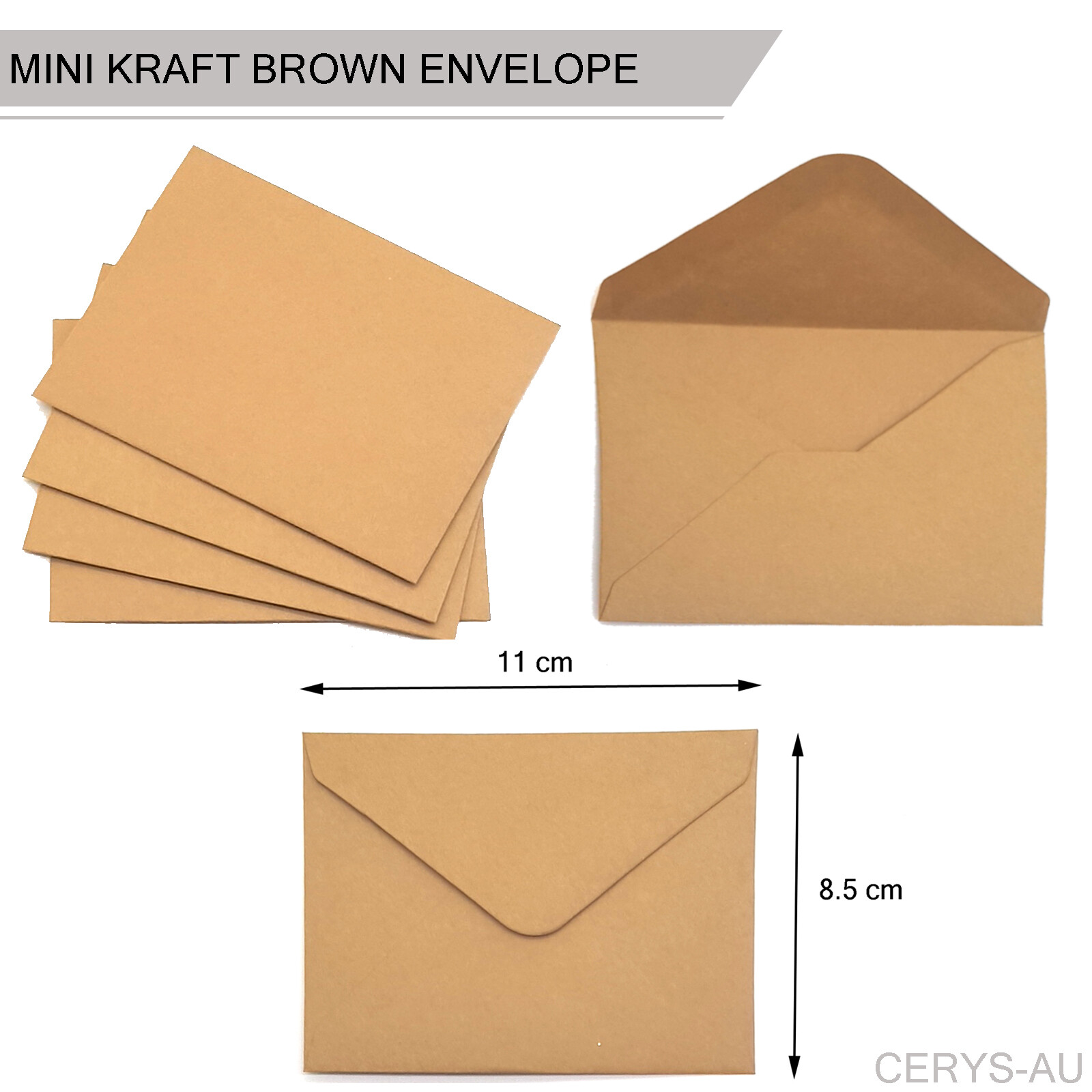 50x Small Mini Kraft Envelope For Thank You Card RSVP Cards Envelopes 8 ...