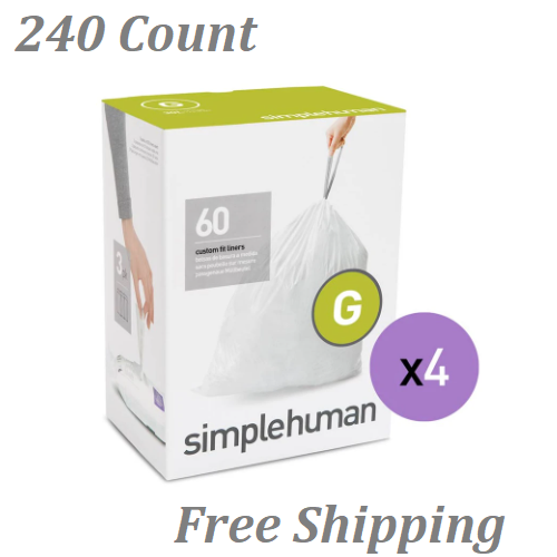simplehuman CW0257MC Code G Custom Fit Drawstring Trash Bags - 30L (240 ...