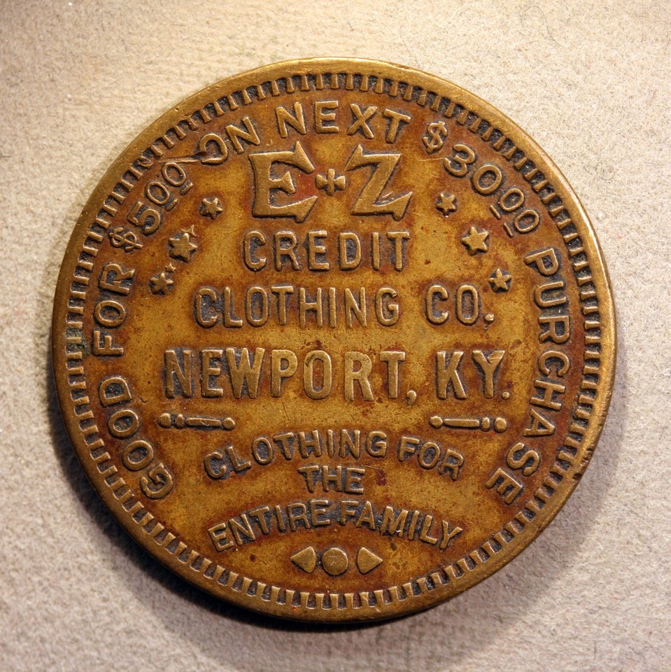 NICE Kentucky "swastika" token - Honest Henry Cohane, $5, Newport, Ky ...
