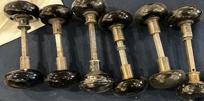 Vintage Antique Door Knobs Doorknobs Porcelain Black Lot (12) 6 Sets | eBay