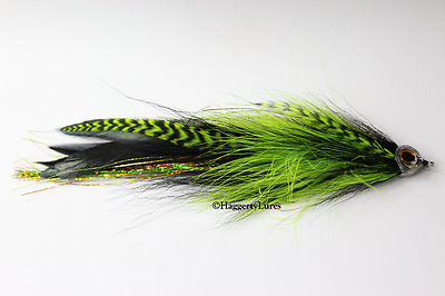 Chartreuse & Black Articulated Muskie, Pike, Big Bass, Musky Streamer ...