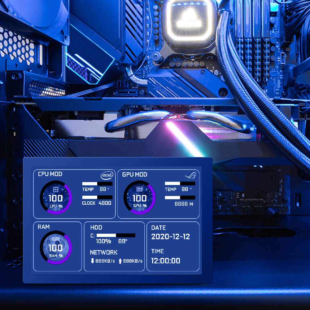 5.0in IPS Type-C Secondary Screen Case CPU GPU RAM HDD Computer Monitor ...