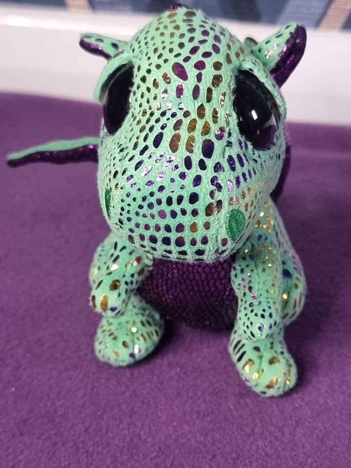Ty Beanie Boos Cinder Dragon Soft Toy Plush Green Purple 2018 Stuffed ...