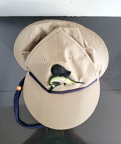VTG Columbia Long Bill Hat Cap Gore Tex Neck Flap Tan Fishing 80s 90s w ...