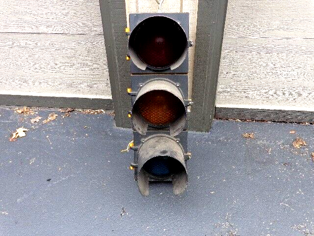 Old Three Color Traffic Light Stop Traffic Lights All Three Colors On